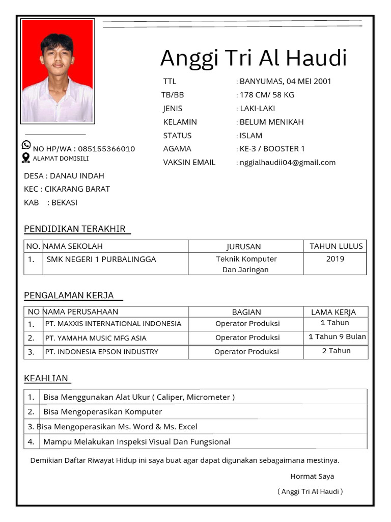 CV Doang Anggi | PDF