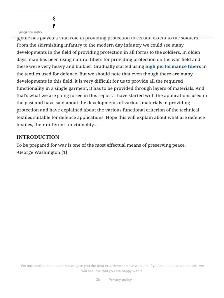 Defence Textiles - An Overview of Properties and Applications | PDF ...