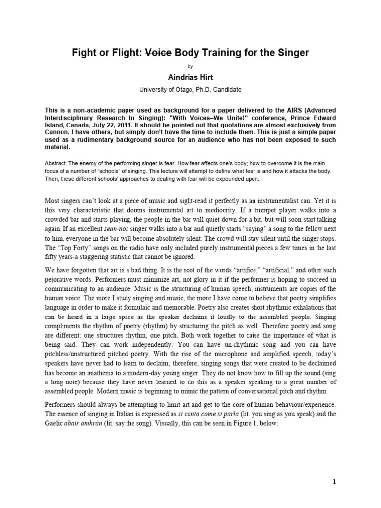 Fight or Flight Voice Body Training For | PDF | Singing | Breathing