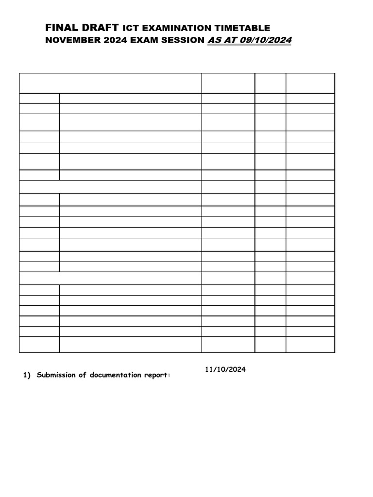 Final Draft Ict Diploma November 2024 Exam Timetable | PDF | Computer Programming | Electrical ...