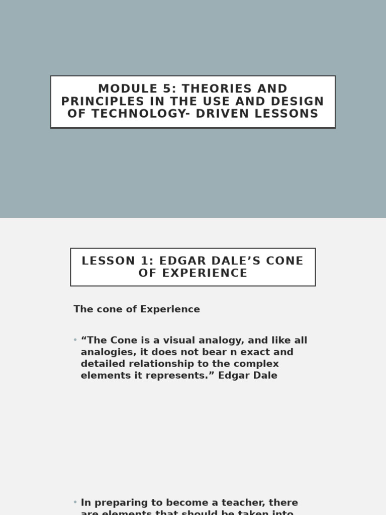 Module 5 Theories and Principles in The Use and Design of Technology Driven Lessons | PDF ...