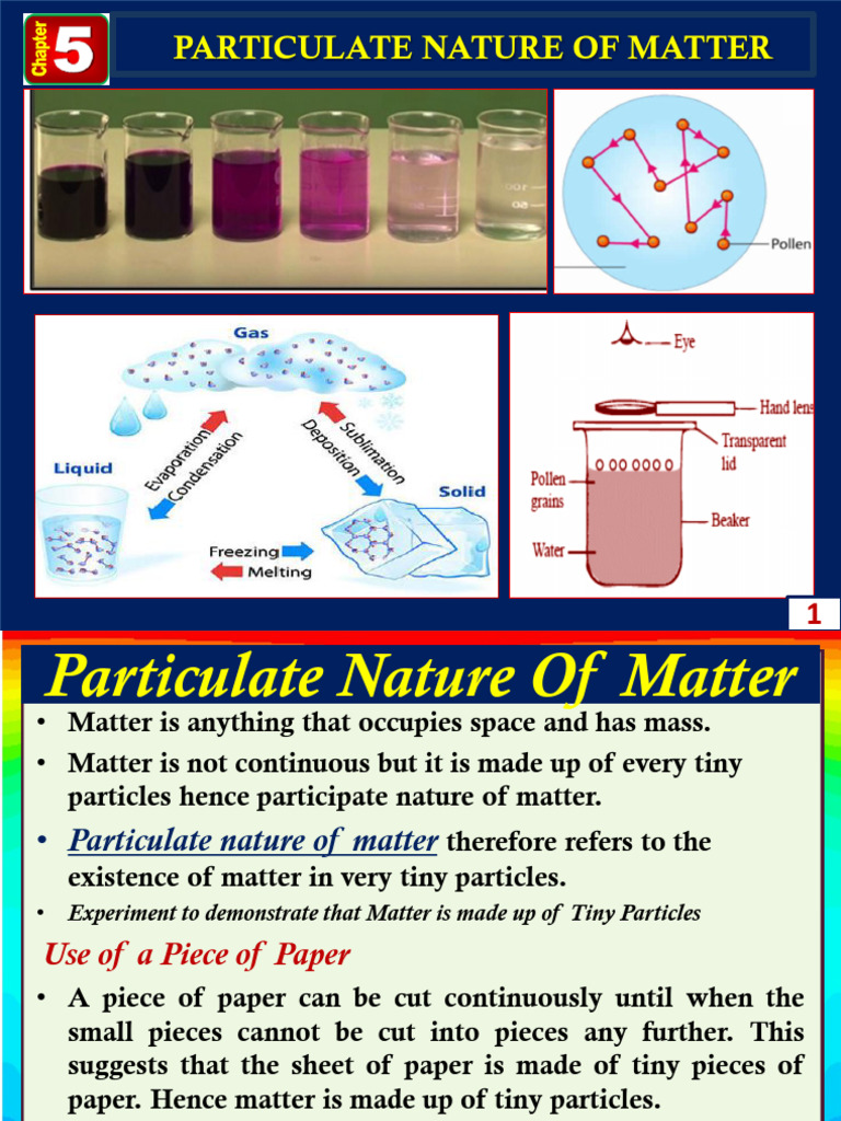 Particulate Nature of Matter Explained | PDF | Gases | Diffusion