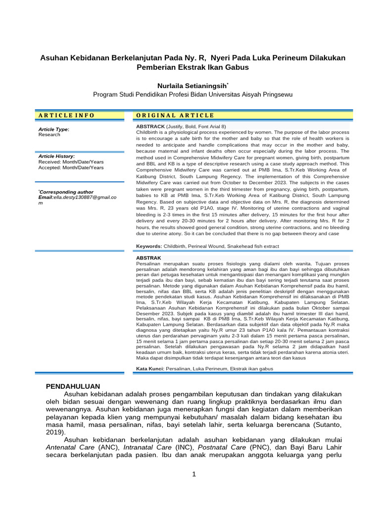 Template Articel Case Study - Profesi - NURLAILA | PDF | Pengembangan ...