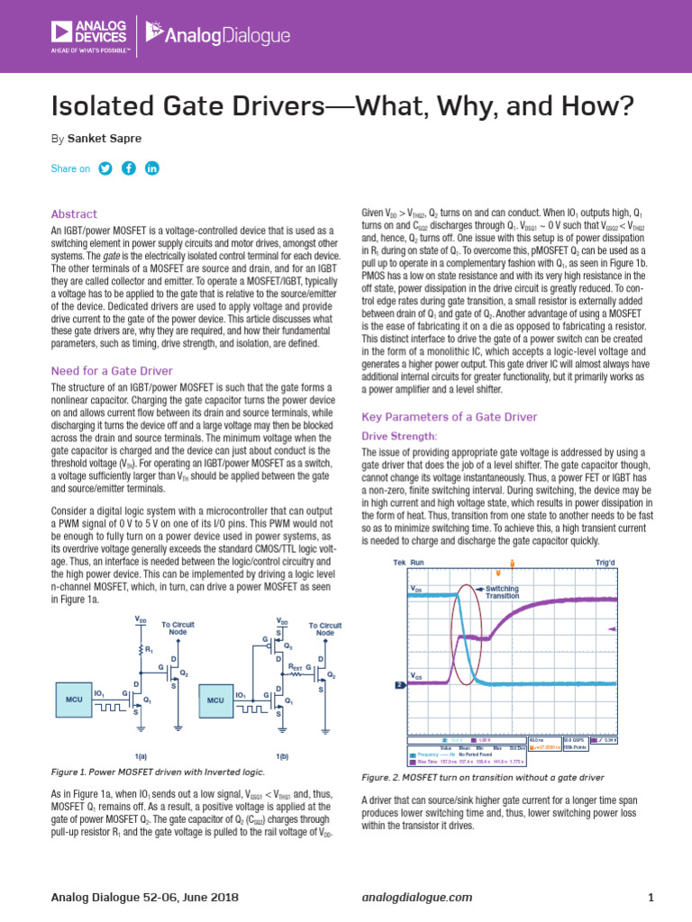 Isolated Gate Drivers What Why and How | PDF | Semiconductors | Analog ...
