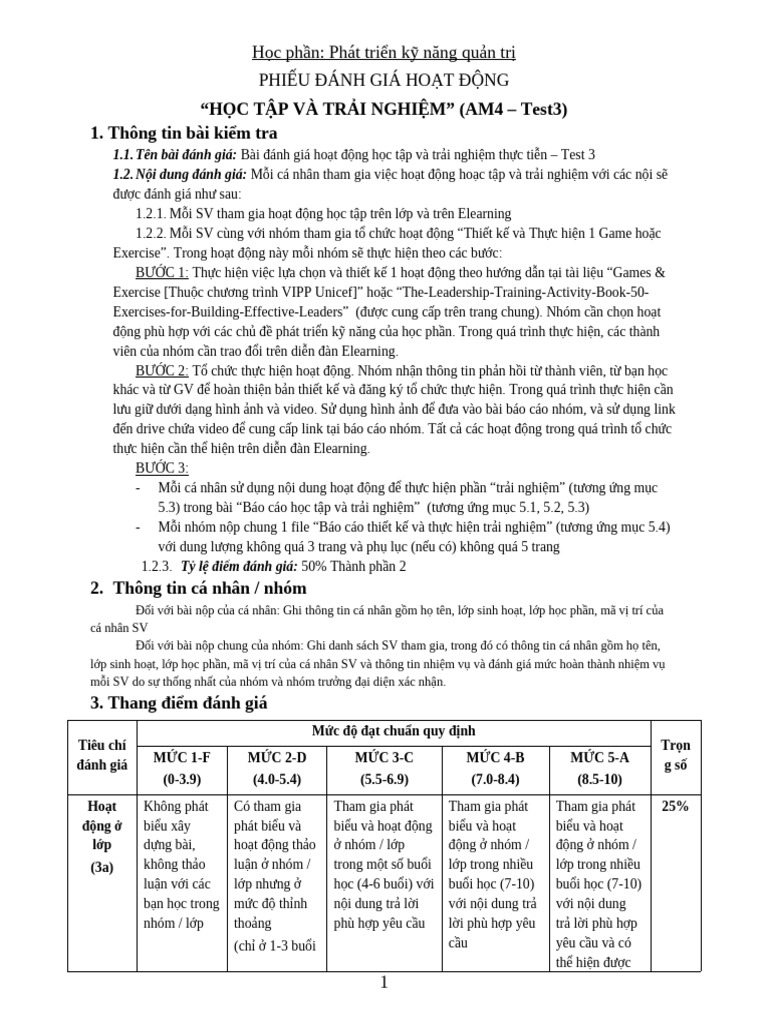 HRM3002 - Rubric Test3 For Performance Test (AM4 - Test3) - 12223 | PDF
