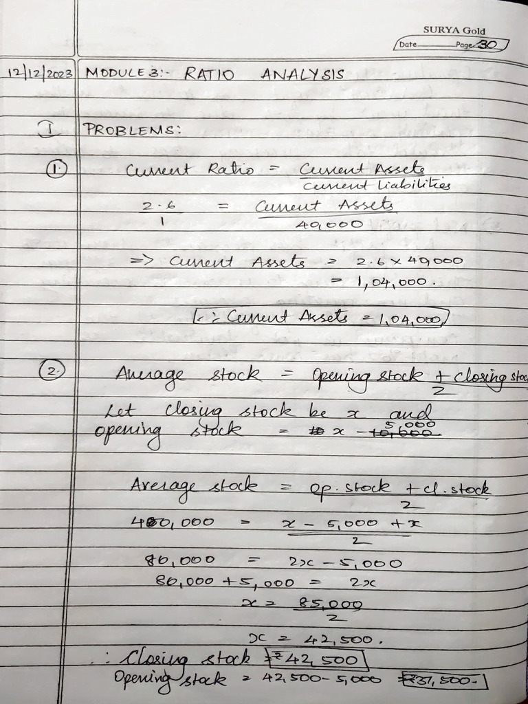 MA (Module 3 - Ratio Analysis) | PDF
