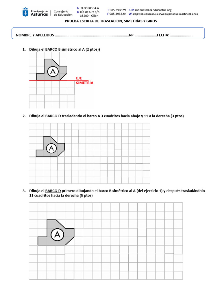 Prueba de Simetría, Traslación y Giros | PDF