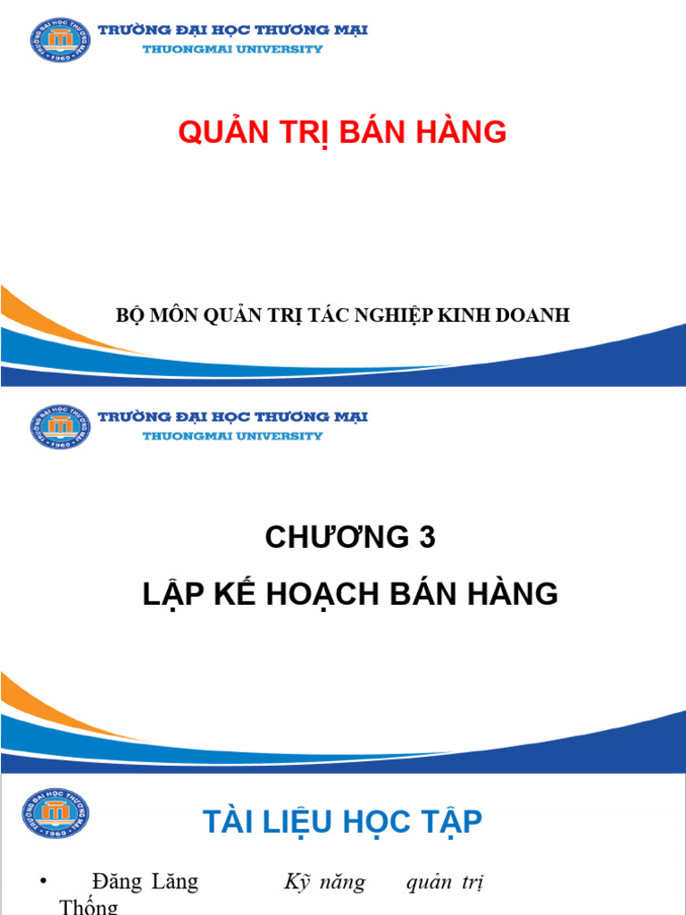 Chương 3 QTBH Lập kế hoạch bán hàng | PDF
