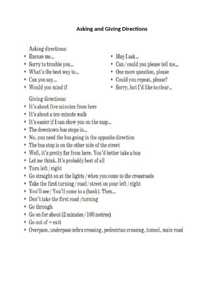 Asking and Giving Directions | PDF