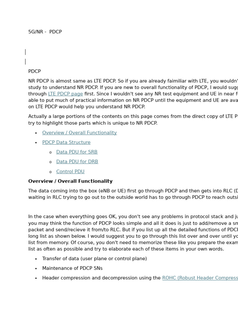 5G PDCP | PDF | Transmission Control Protocol | Computer Networking