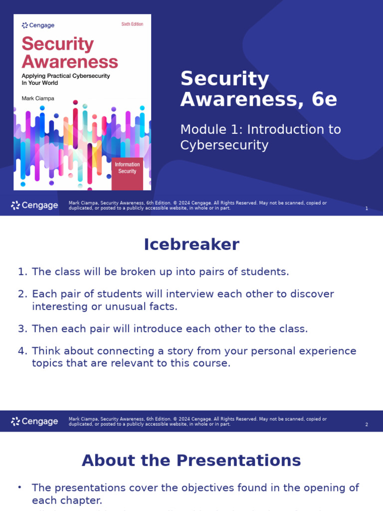 Ciampa - SecurityAwareness6e - PPT - Module01 - Tagged | PDF | Security | Computer Security