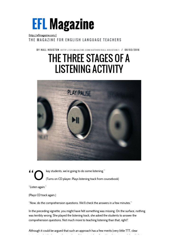 The Three Stages of A Listening Activity - EFL Magazine | PDF | Reading ...