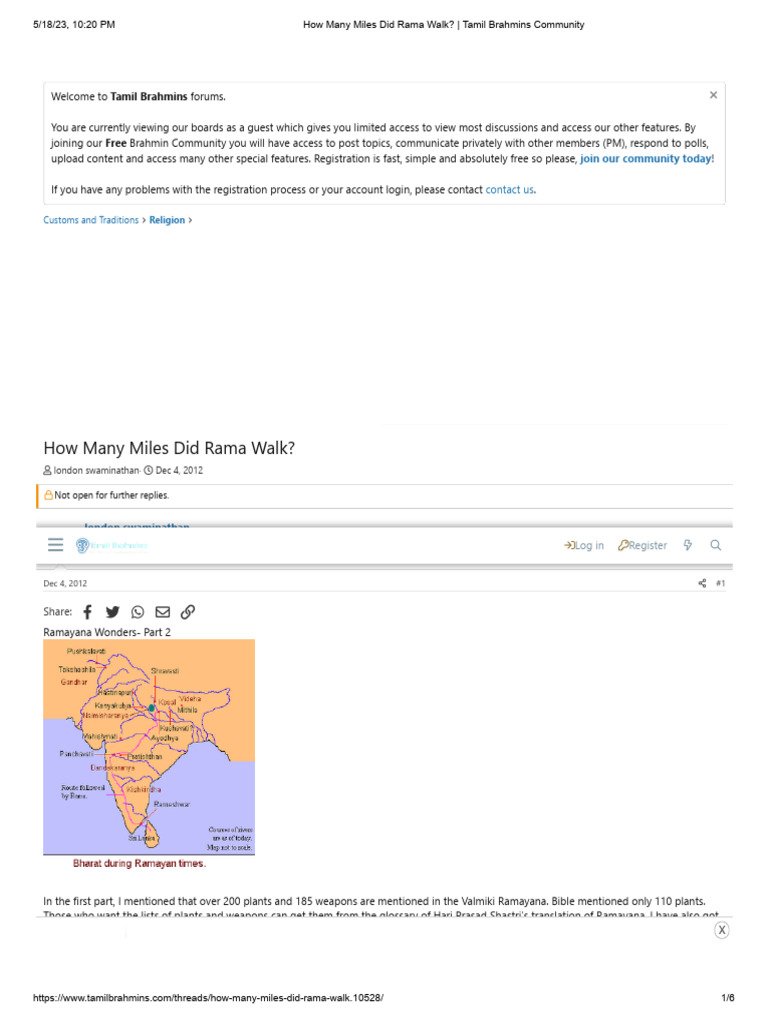 Rama's Journey: Miles Walked Analysis | PDF | Ramayana | Rama
