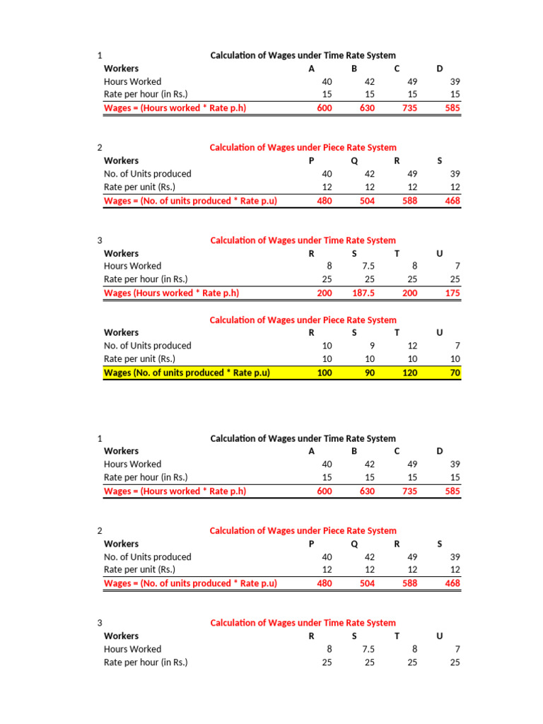 Labour Costing - Solutions | PDF | Piece Work | Salary