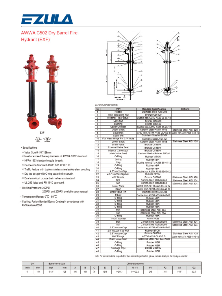 UL-FM EZULA Hydrant | PDF | Steel | Valve