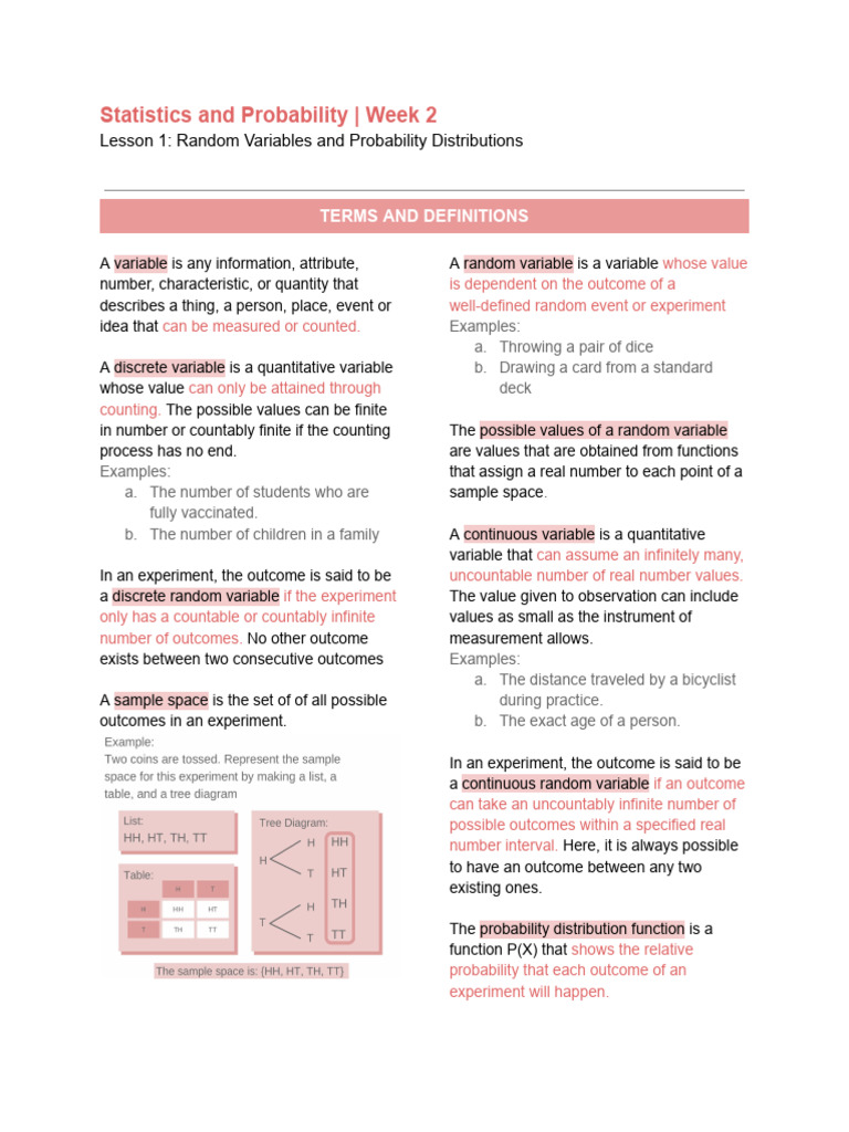 Random Variables and Probability Distributions | PDF | Probability ...