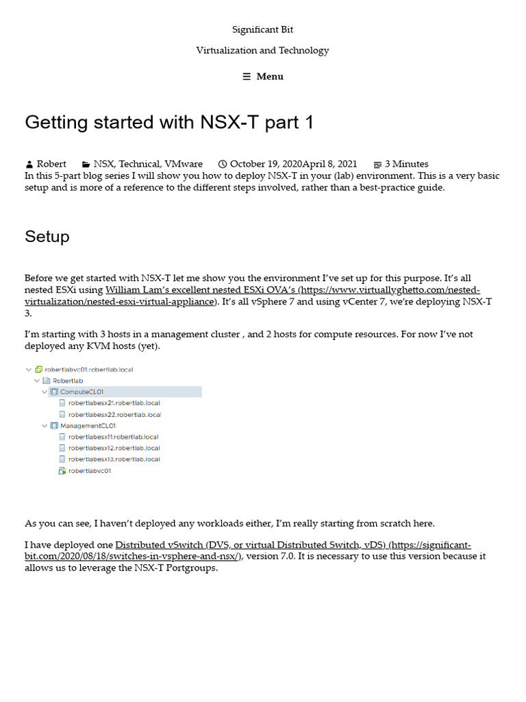Getting Started With NSX-T All - Significant Bit | PDF | Ip Address | Computer Network