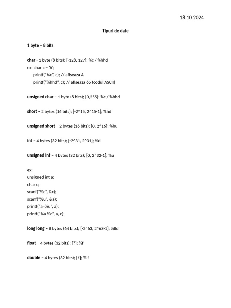 Tipuri de Date - Lab2 | PDF
