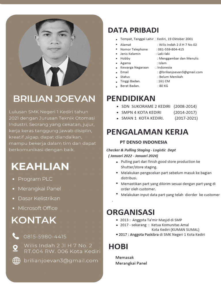 Dokumen CV & Lampiran - Brilian Joevan | PDF | Karier & Perkembangan