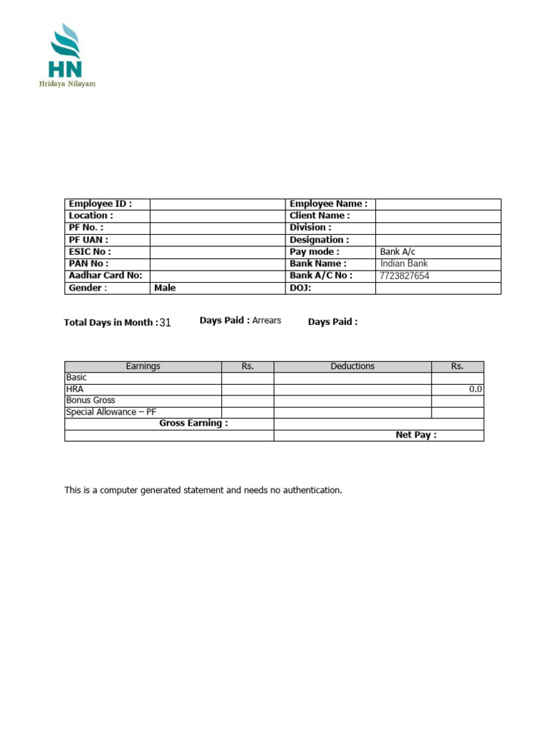 September 2024 Employee Payslip Details | PDF
