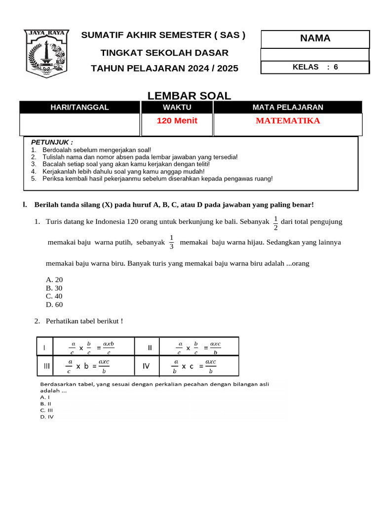 Sas MTK KLS 6 | PDF | Griya & Taman