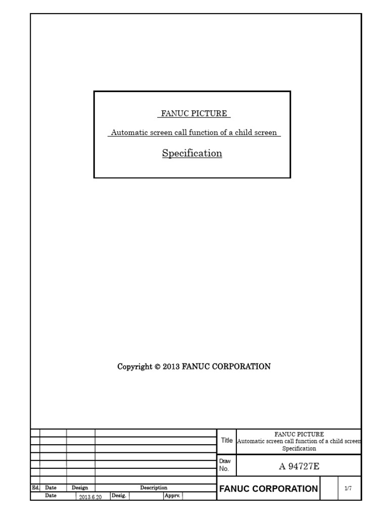 FANUC PICTURE - Automatic Screen Call Function of A Child Screen ...