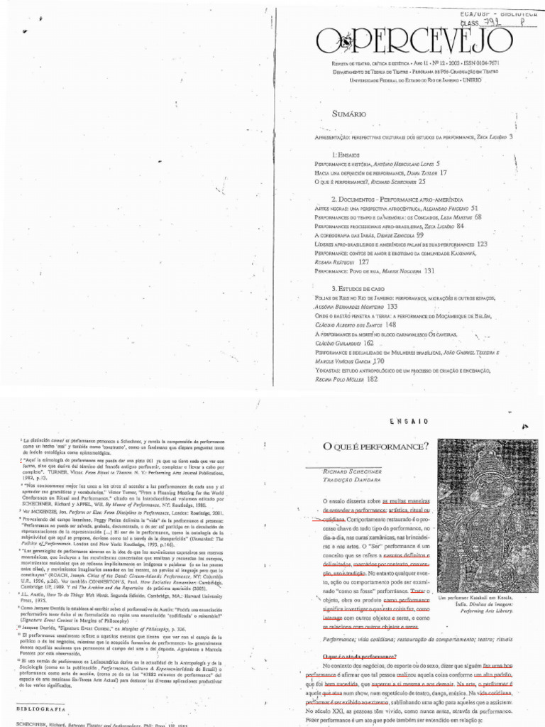 O QUE É PERFORMANCE - Richard Schechner | PDF | Vida