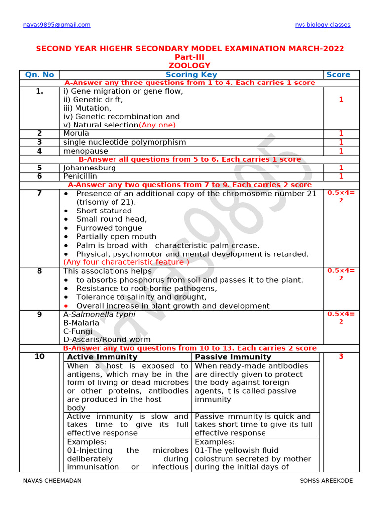 Zoo Info Zoo Key NV 2022 | PDF | Homology (Biology) | Regulation Of ...