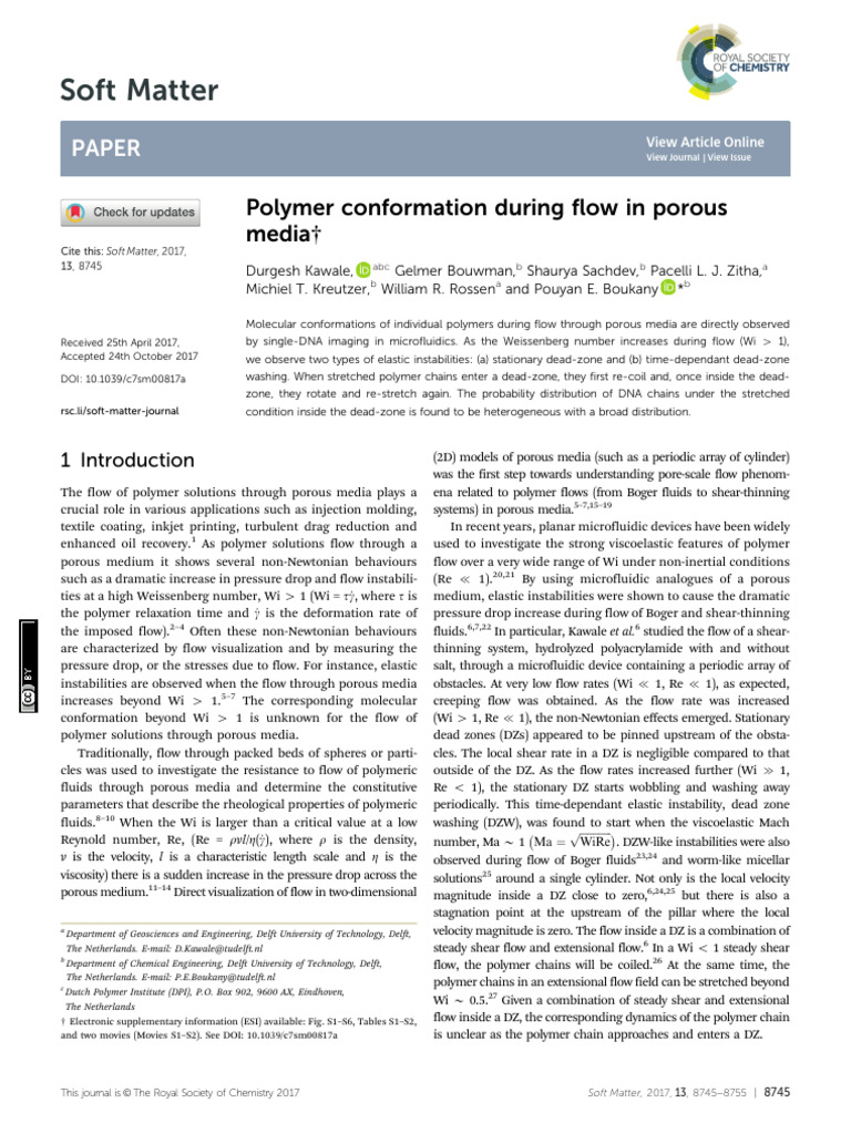 Kawale2017-SM Polymer Conformation | PDF | Fluid Dynamics | Viscosity