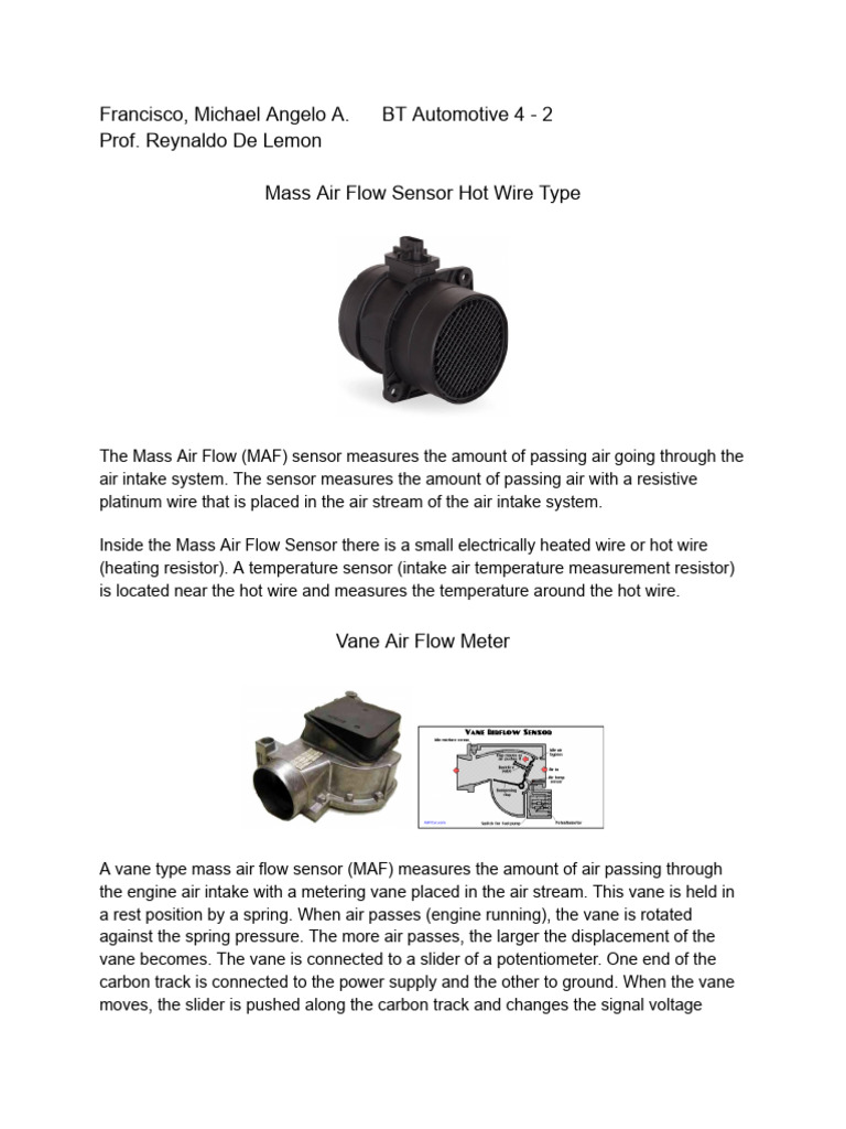 MAF Sensor Types Overview | PDF