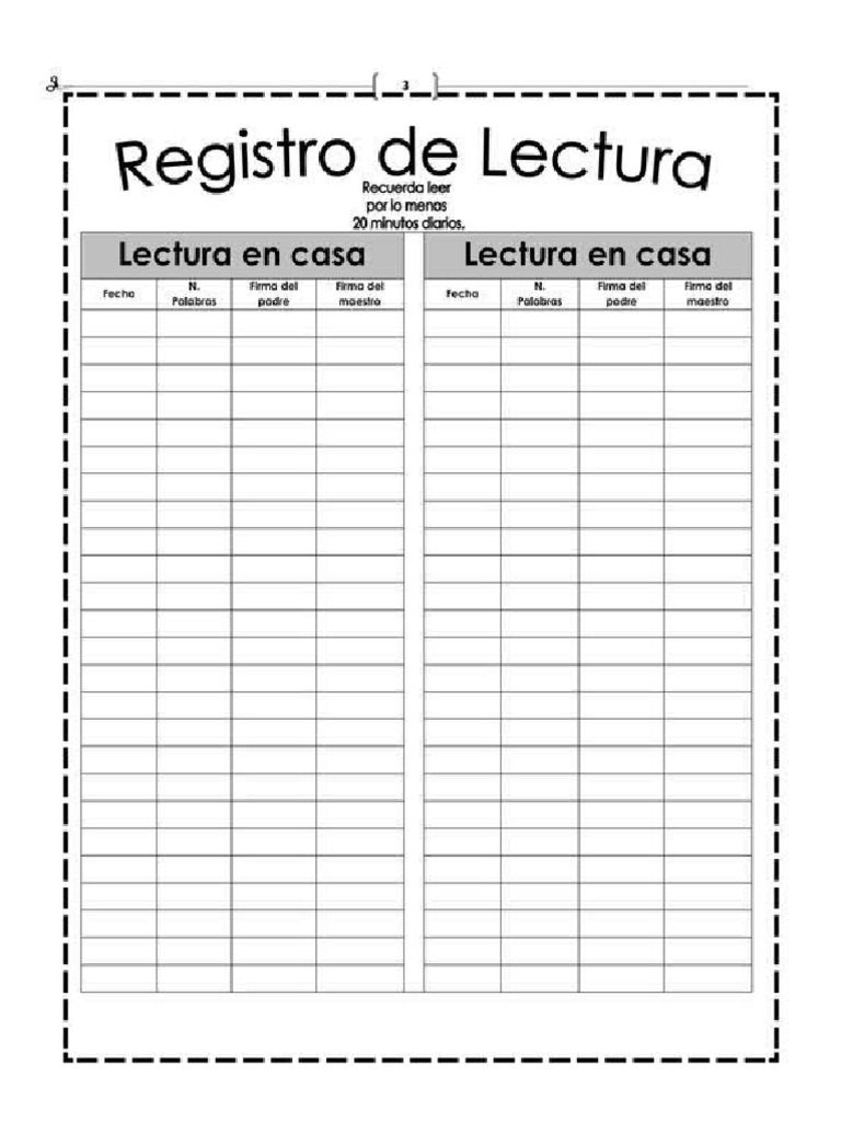 Formato de Registro de Lectura | PDF