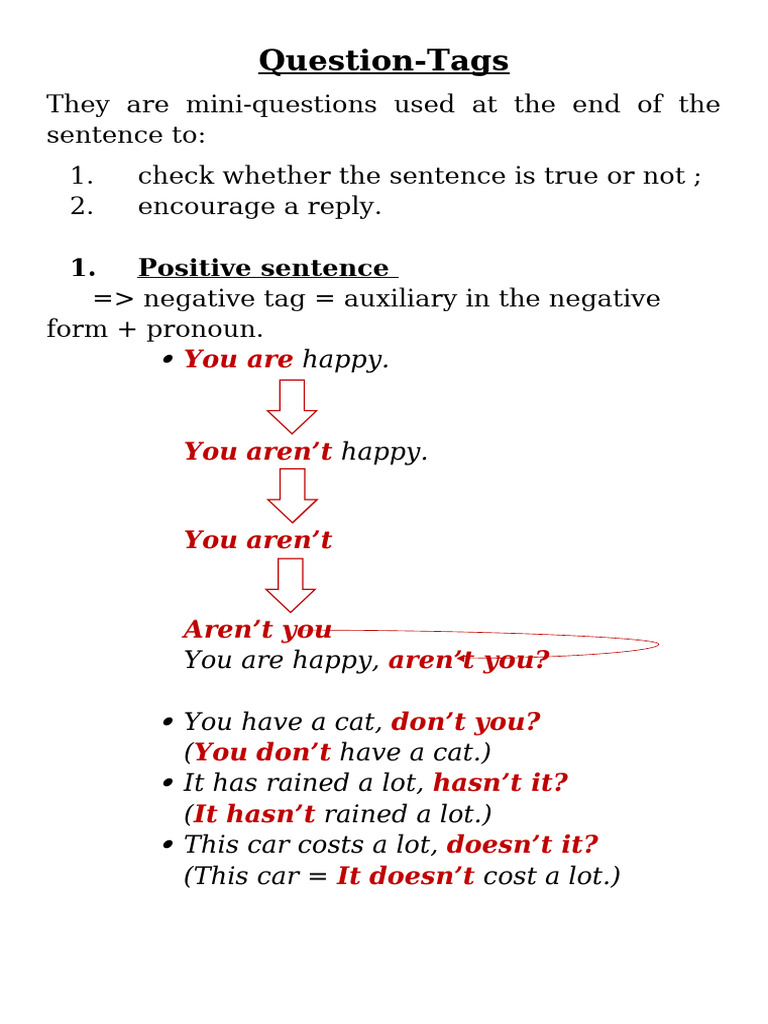 Theory - Question Tags and Short Answers | PDF