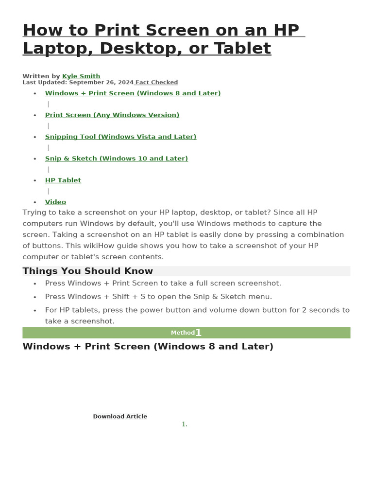 How To Print Screen On An HP Laptop, Desktop, or Tablet | PDF ...