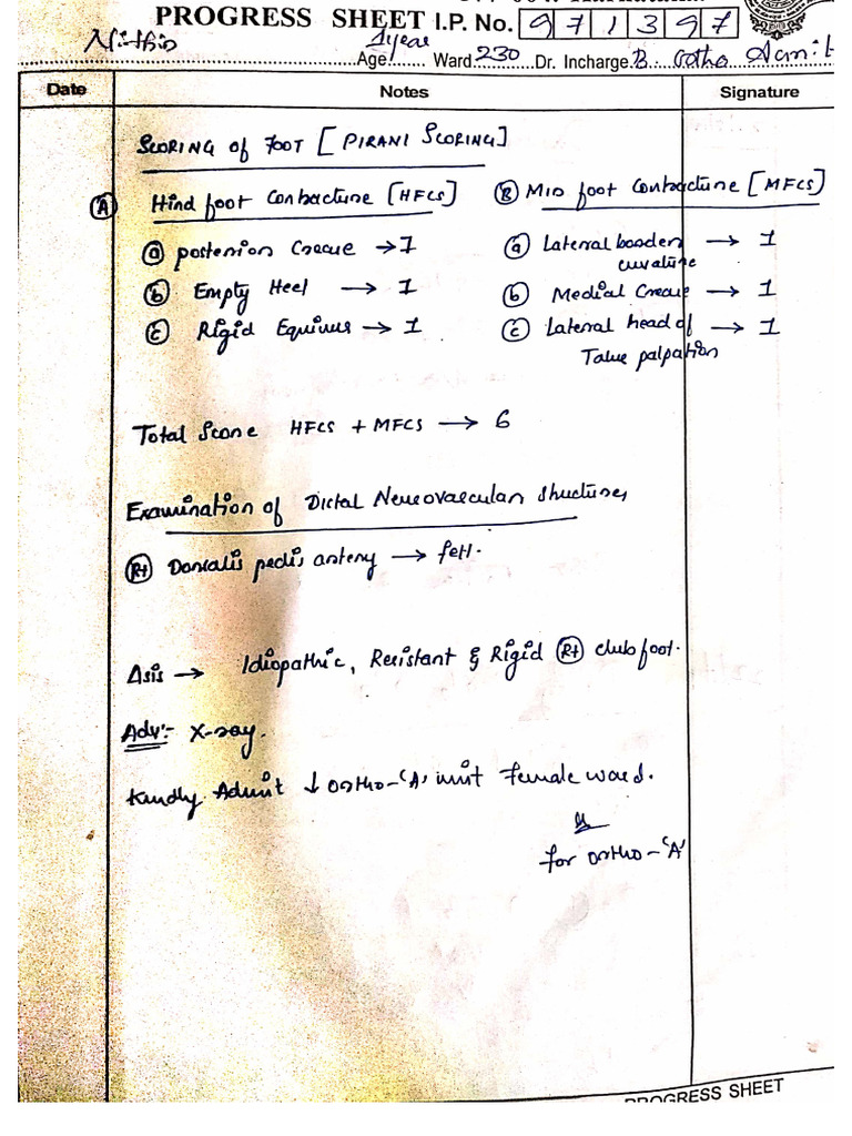 Clubfoot Case Sheet-1 | PDF