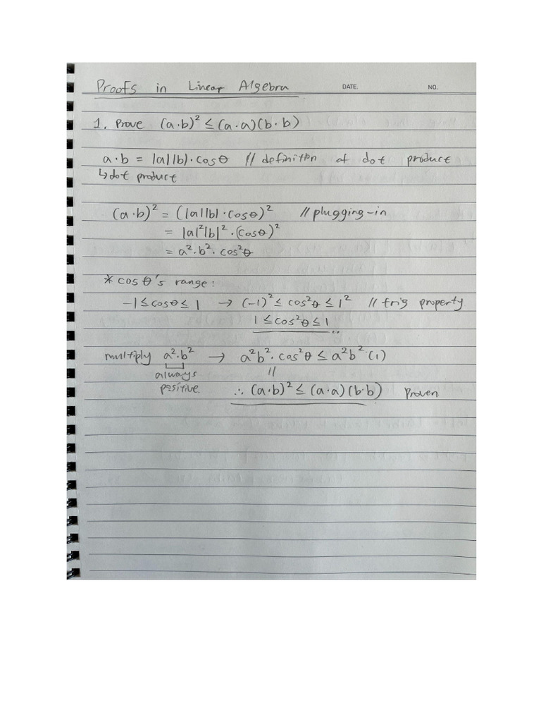 Jihwan, Proofs in Linear Algebra Assignment | PDF
