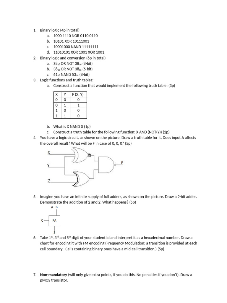 Binary Logic Operations and Truth Tables | PDF | Computers