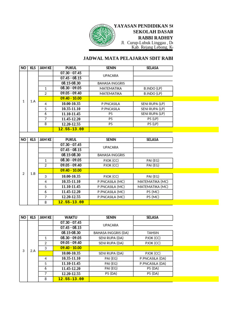 JADWAL MAPEL Akreditasi | PDF