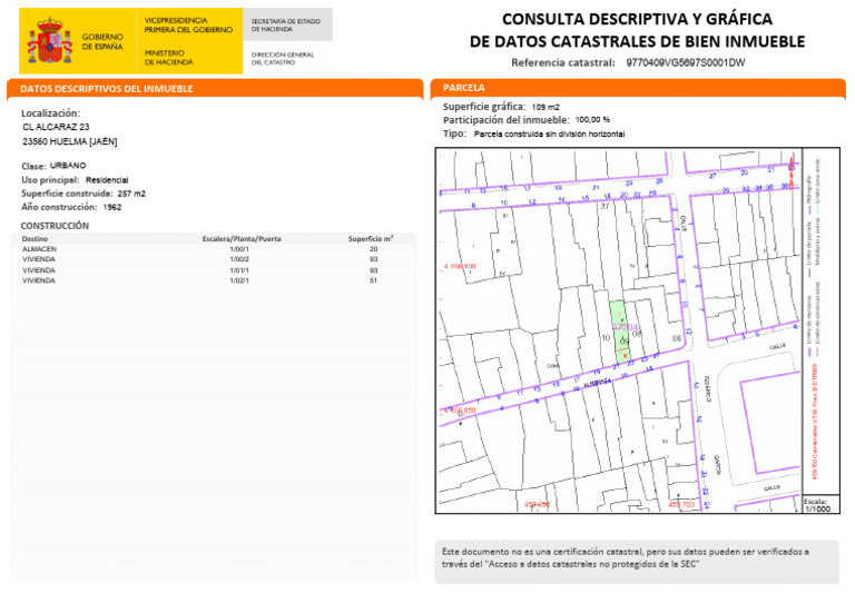 Datos Catastrales de Inmueble en Huélma | PDF | Tecnología geográfica ...