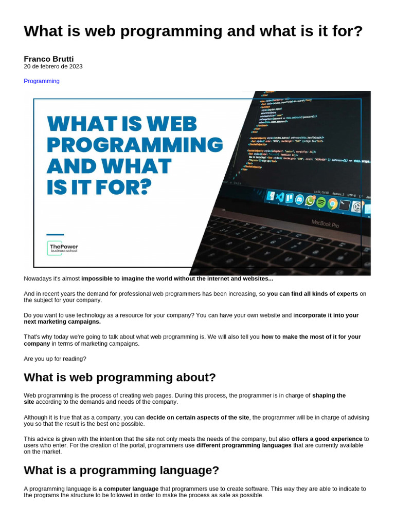 Understanding Web Programming for Businesses | PDF | Search Engine ...