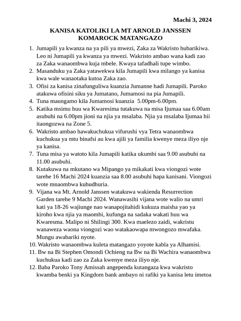 Matangazo 3rd March | PDF