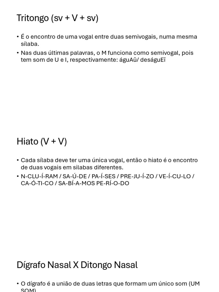 Tritongo e Hiato | PDF | Artes Linguísticas e Disciplina
