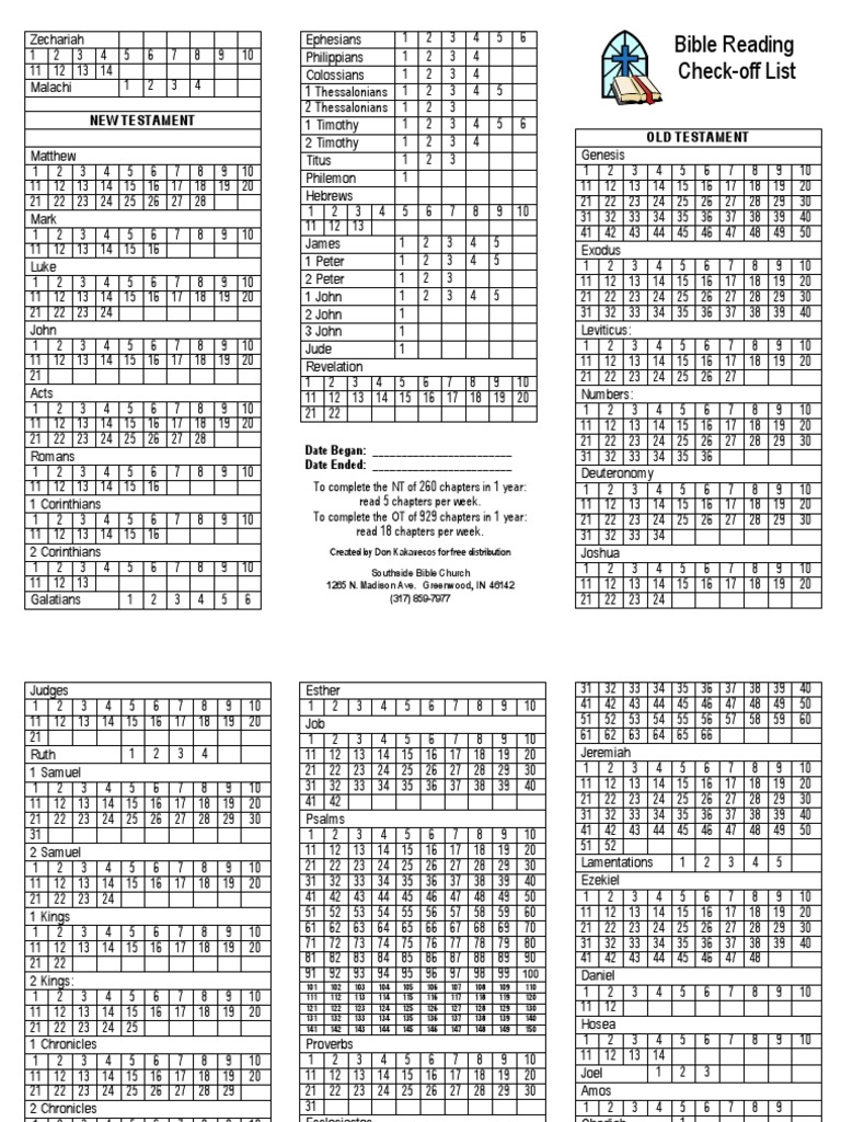 Bible Reading Check Off List | PDF | Religious Texts | Bible Content