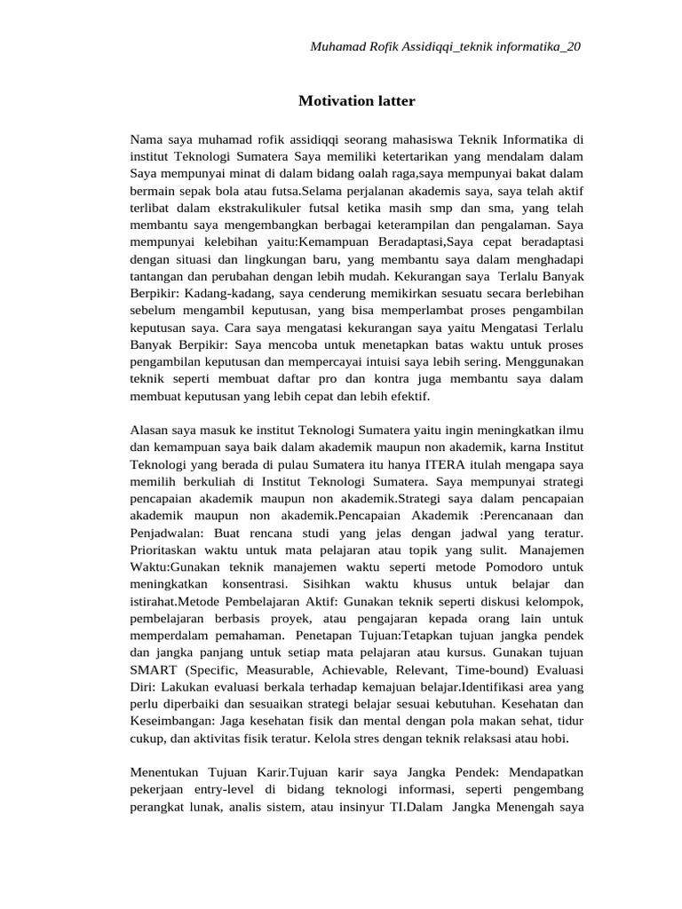 MOTLETCAKRAWALA - Muhammad Rofik Assidiqqi - 20 | PDF