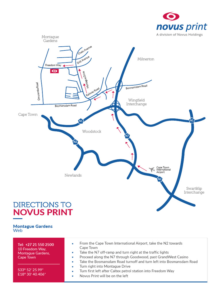 Directions - Novus Print Montague Gardens - Web | PDF