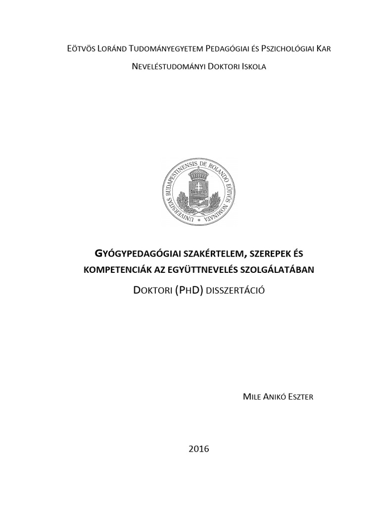 Mile Aniko Eszter Disszertacio | PDF