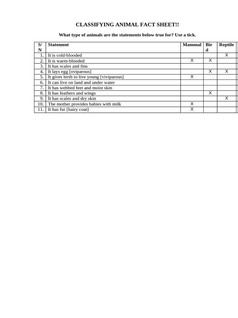 Classifying Animals Sheet | PDF | Language Arts & Discipline | Foreign ...