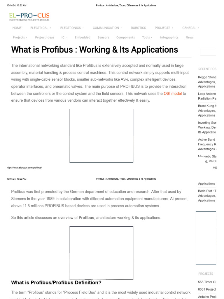 Profibus - Architecture, Types, Differences & Its Applications | PDF ...