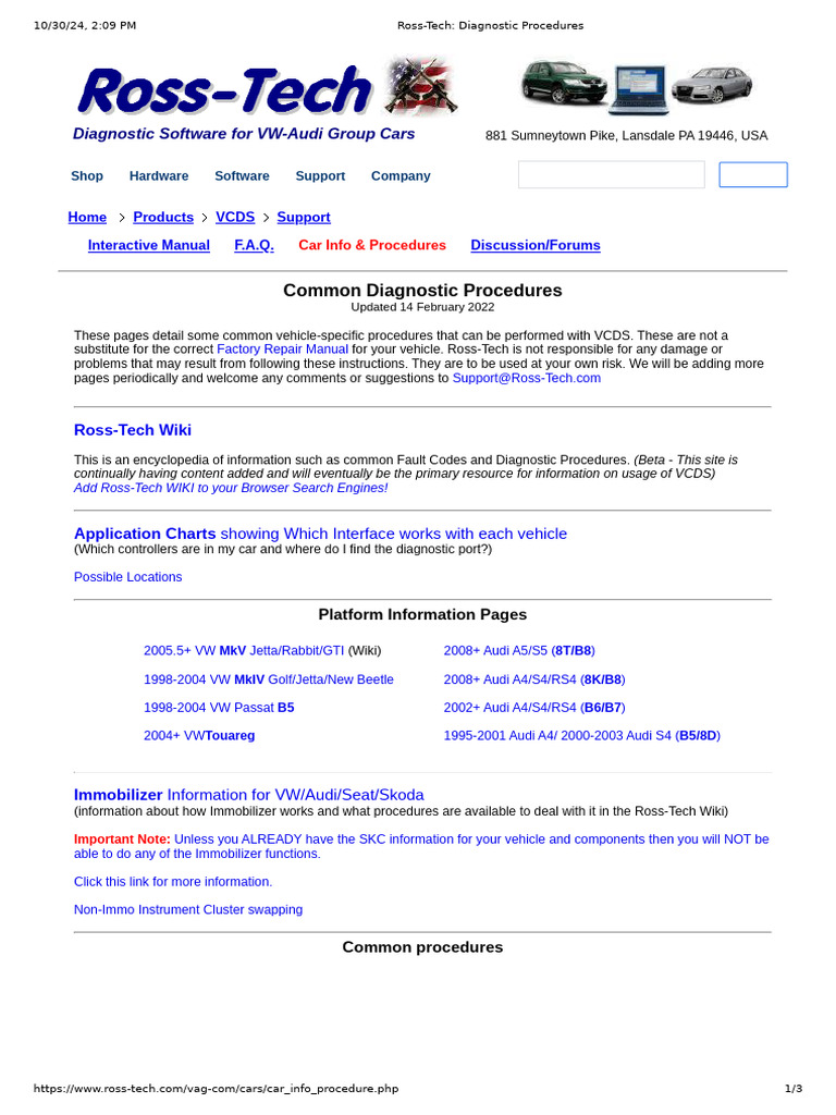 Ross-Tech - Diagnostic Procedures | PDF | Audi | Spreadsheet