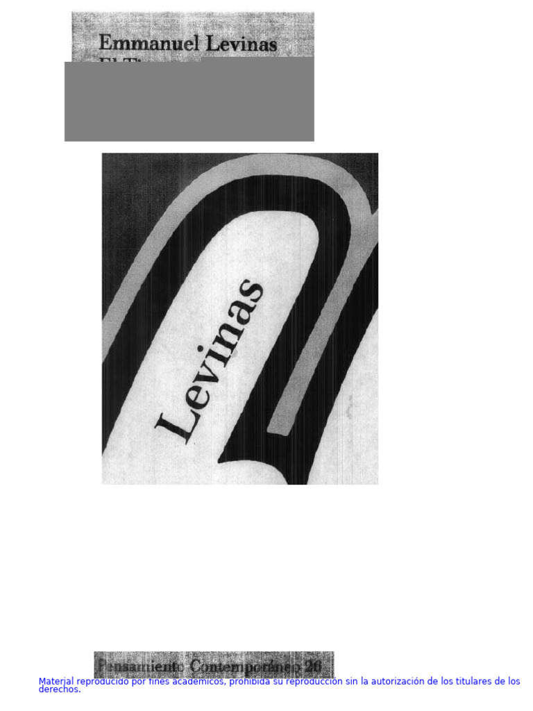 2 Levinas Emmanuel El Tiempo Y El Otro | PDF | Trascendencia (filosofía ...