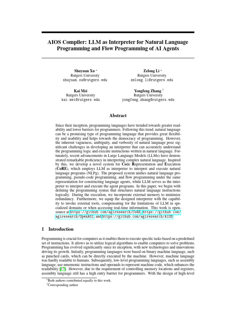 Aios Compiler Llm As Interpreter For Natural Language Programming And Flow Programming Of Ai